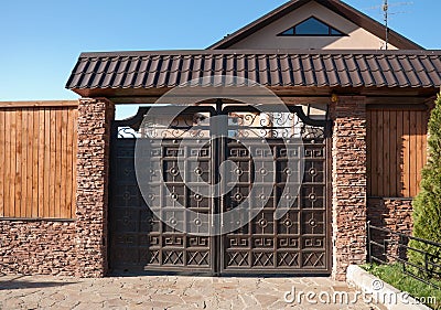 Beautiful Metal Gates At The Cottage Royalty-Free Stock Photo ...