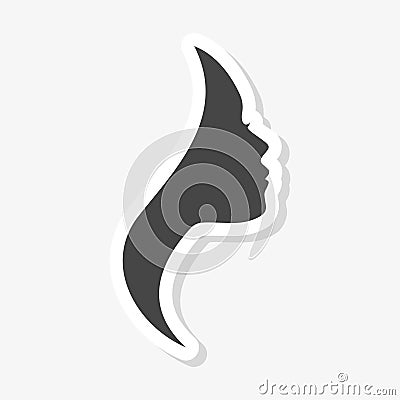 Beautiful Profile Of Young Woman Sticker Vector Illustration ...