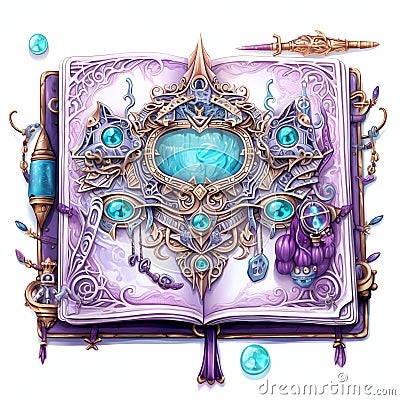 Beautiful Purple Spellbook Clipart Illustration | CartoonDealer.com ...