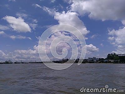 Beautiful Scenery Overlooking The Karnaphuli River With White Clouds ...