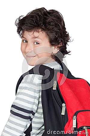 Beautiful Student Child With Heavy Backpack Stock Image | CartoonDealer ...