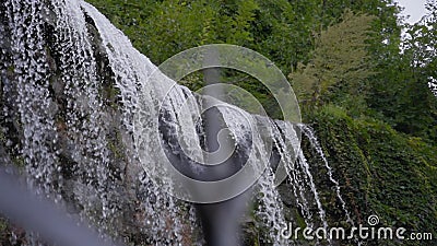 Waterfall Falling from a Mountain Edge Stock Video - Video of dropping ...