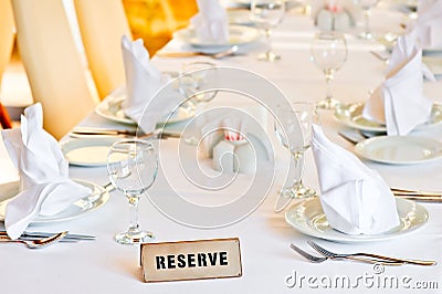 Beautifully Set Table Is Reserved For Guests Of Restaurant Royalty Free ...