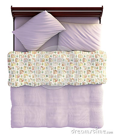 Bed Top View On White Stock Illustration - Image: 69144495