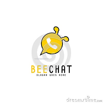 Bee Chat Logo Design, Vector Yellow Insect Off Communication Logo ...