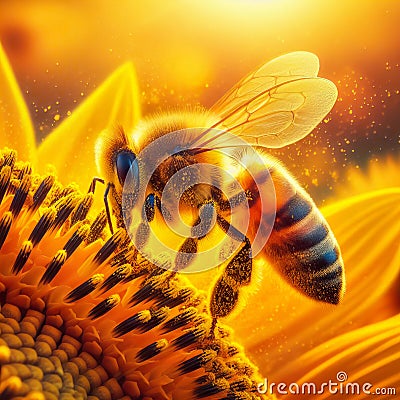 Bee Pollinating On A Yellow Daisy Royalty-Free Stock Photo ...
