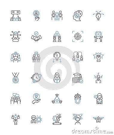 Beginning Instruction Line Icons Collection. Introduction, Foundation ...