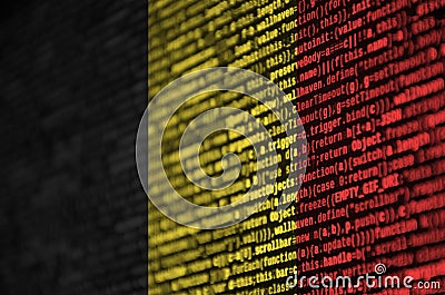 Belgium Flag Is Depicted On The Screen With The Program Code. The Concept Of Modern Technology ...