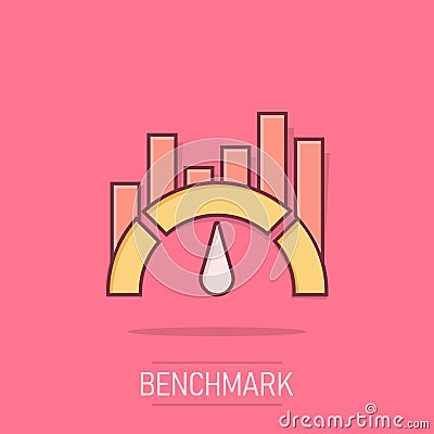 Benchmark Measure Icon In Comic Style. Dashboard Rating Vector Cartoon ...