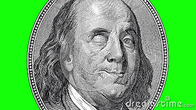 Benjamin Franklin Blinking and Smiling at You Isolated on White Stock ...
