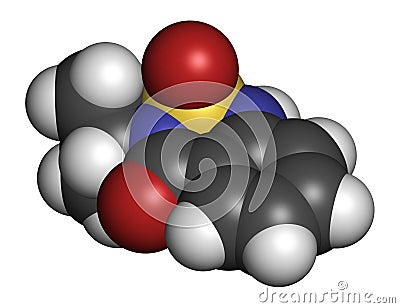 Bentazon Herbicide Molecule. 3D Rendering. Atoms Are Represented As ...