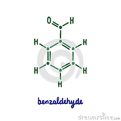 Benzaldehyde Hand Drawn Vector Formula Chemical Structure Lettering ...