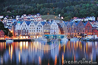 Bergen Night Scene, Norway Royalty Free Stock Photos - Image: 34251868