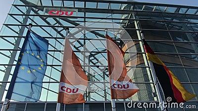 EU, Germany And CDU Flags In Front Of Konrad-Adenauer-Haus In Berlin ...