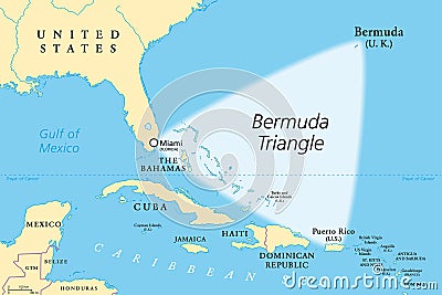 The Bermuda Triangle Or Also Devils Triangle, Political Map Cartoon ...