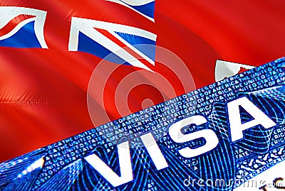 Bermuda Visa Document Close Up. Passport Visa On Bermuda Flag. Bermuda ...