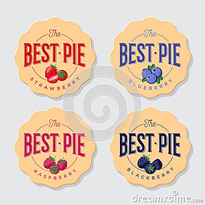 Best Pie Logo. 4 Pie Labels. Pie With Strawberry, Blueberry, Blackberry ...