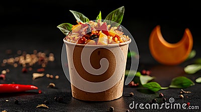 Bhel Poori, An Indian Roadside Snack In A Conical Paper Container Stock ...