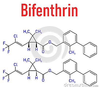 Bifenthrin Insecticide Molecule, Pyrethroid Class. Skeletal Formula ...
