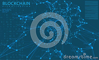 Big Data Blue Background Vector Illustration. Information Streams Center Visualization. Digital ...