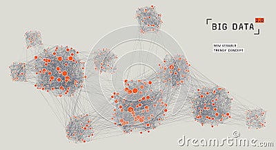 Big Data Concept Visualization. Distributed Network. Global Data. Social Media Graph ...