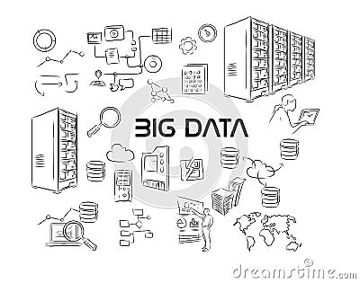 Big Data Illustration Hand Drawing Pack Stock Illustration - Image ...