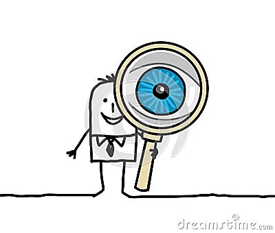 Big Eye And Magnifying Glass Cartoon Vector | CartoonDealer.com #14918929