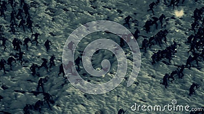 Big Medieval Army Attacking and Charging in a Snowy Battlefield Stock ...