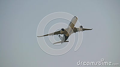 Big Passenger Plane in the Sky. the Camera is Watching the Plane Stock ...