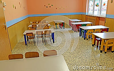 Big Refectory Of The School Canteen Before Lunch Break Stock Photo ...