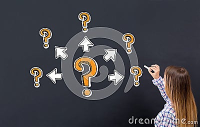 Big And Small Question Marks With Arrows With Young Woman Royalty-Free ...