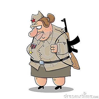 Big Woman Soviet Soldier Cartoon Vector | CartoonDealer.com #133368425