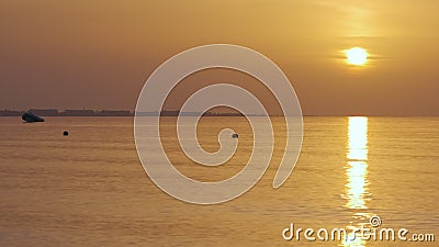 Big Yellow Sun Rising Over Sea Surface Stock Footage - Video of golden ...