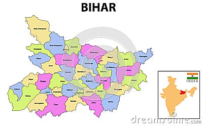 Bihar Map. Bihar District Map, India. Bihar, India, Vector Map Isolated ...