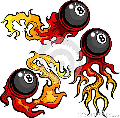 Billiards Eight Ball Flaming Design Template Stock Vector ...