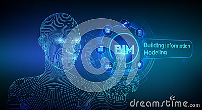 BIM. Building Information Modeling Technology Concept On Virtual Screen ...