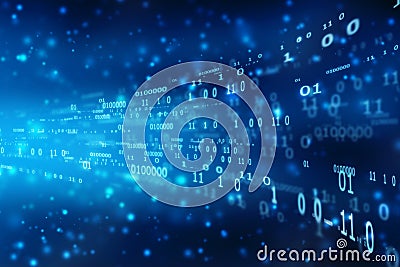 Binary Code Background, Flowing Number One And Zero Text In Binary Code ...