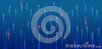 Binary Code, Artificial Intelligence. Program Code. Computer Background Of Numbers. Flying Data ...