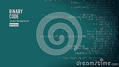 Binary Code Background Vector. Algorithm Binary, Data Code, Decryption And Encoding, Row Matrix ...