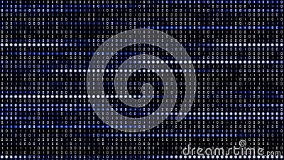 Binary Code on Blue Screen with Round Glowing Pixels. Variable Digital ...