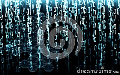 Binary Code Data Bit Screen Display On Laptop Computer Screen. Matrix Of Data Flow.Hexadecimal ...