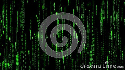 Binary Code Green Background with Digits Moving on Screen Animation ...
