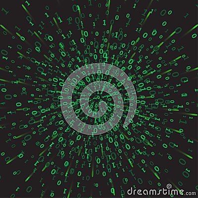 Binary Code Green And Dark Background Digits On Screen. Algorithm Binary, Data Code, Decryption ...
