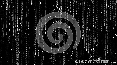 Binary Rain. Abstract Backdrop Background. Digital Data Stream Matrix Effect. White Numbers ...