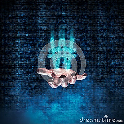 Binary Won Hand Royalty-Free Illustration | CartoonDealer.com #101548608