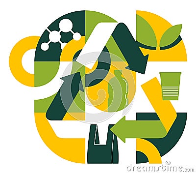 Biodegradable Polymers Eco Friendly Banner Cartoon Vector ...