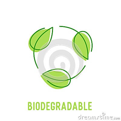 Biodegradable Symbol With Circulate Rotating Green Leaves. Compostable ...