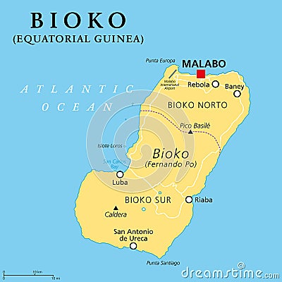 Bioko, Island And Northernmost Part Of Equatorial Guinea, Political Map ...