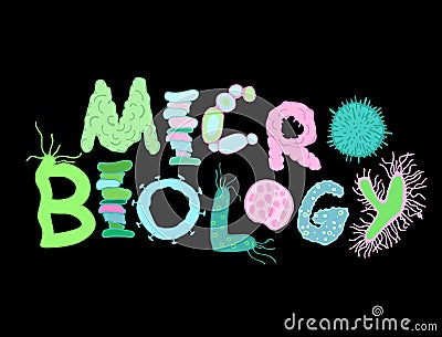 Biological Bacteria Lettering Vector Illustration | CartoonDealer.com ...
