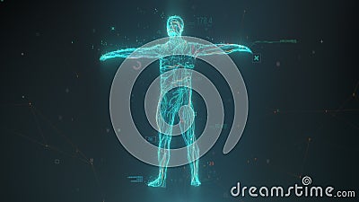 Biometric Scan of Human Body with Data and Infographics Stock Video ...